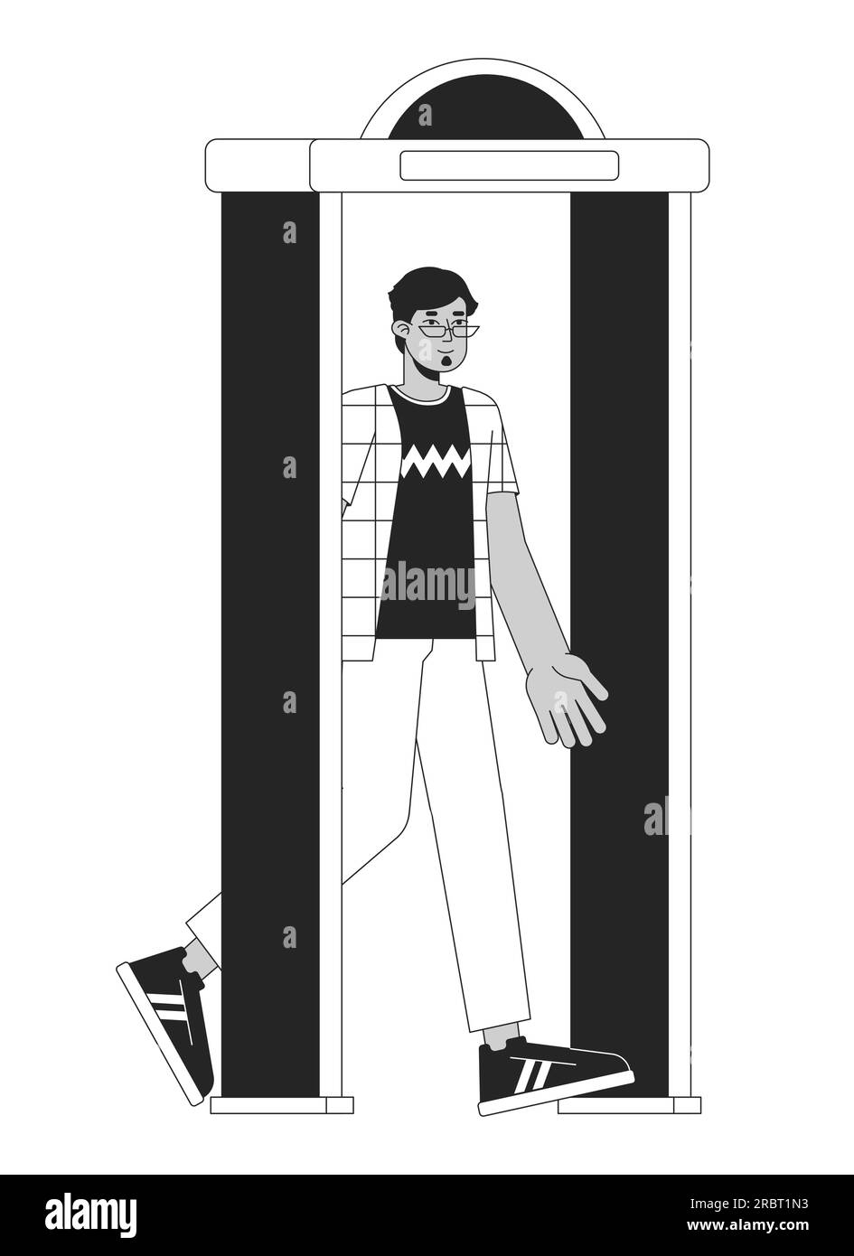 Security check airport bw vector spot illustration Stock Vector Image ...