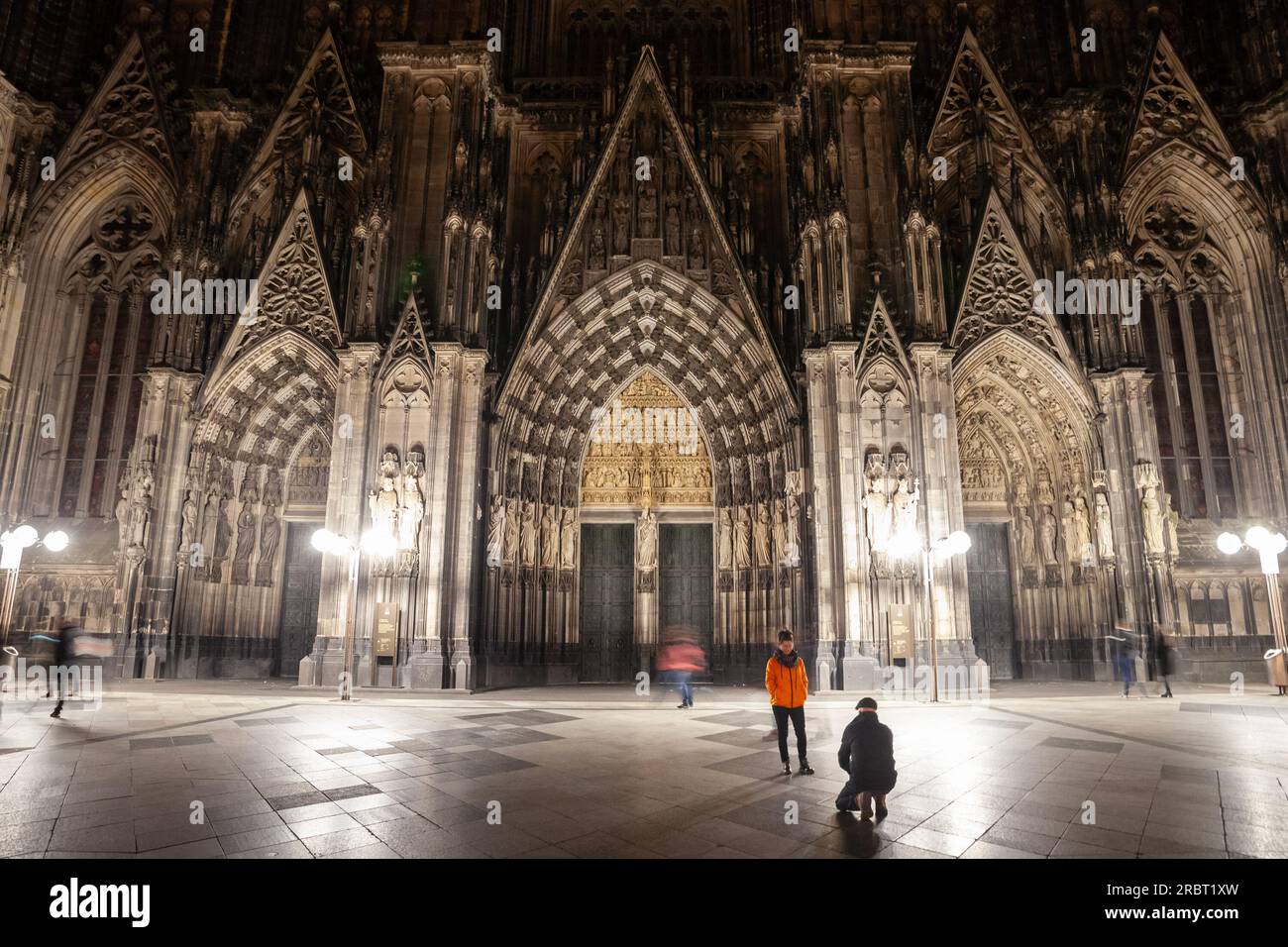 Picture of the cologne cathedral seen from below on Domplatte square ...