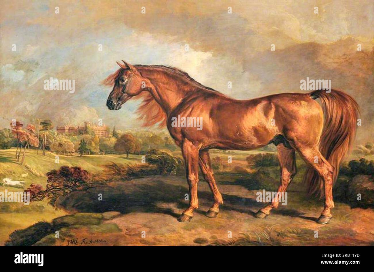 A Chestnut Stallion in the Grounds of Powis Castle 1818 by James Ward ...