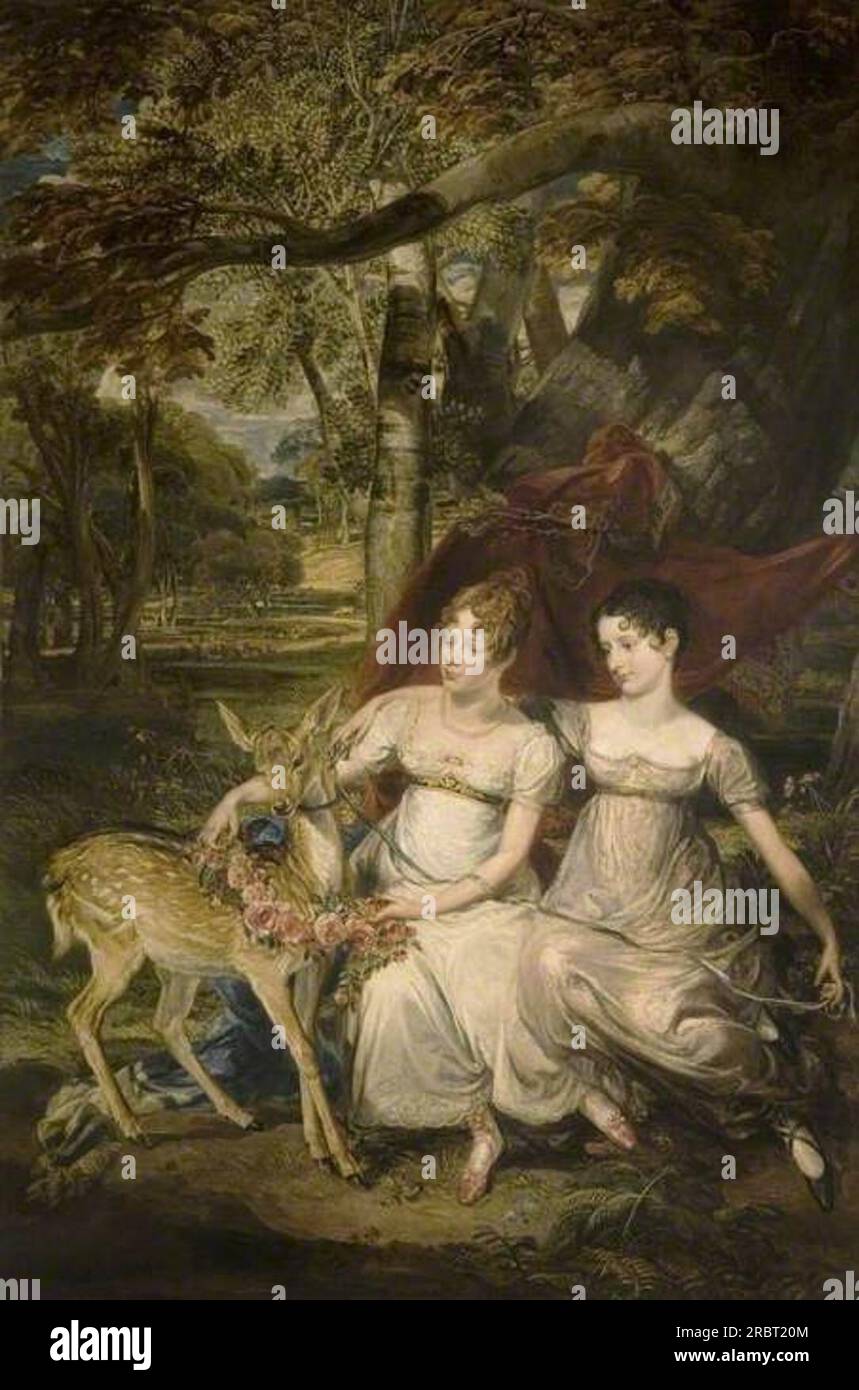 The Ladies Elizabeth and Georgiana Stanhope by James Ward Stock Photo ...