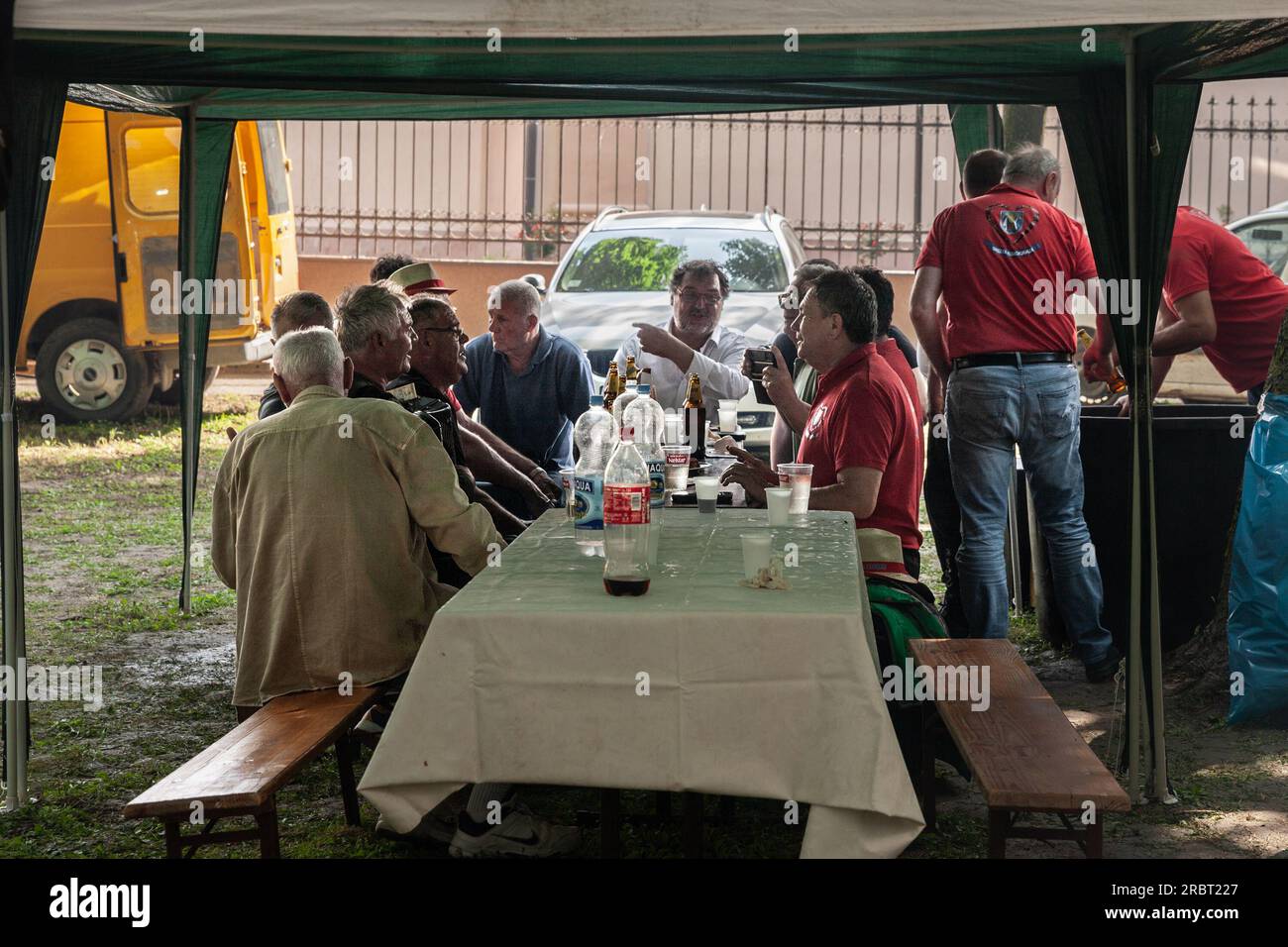 Picture of the table of an outdoor restaurant in Erdevik, Serbia ...