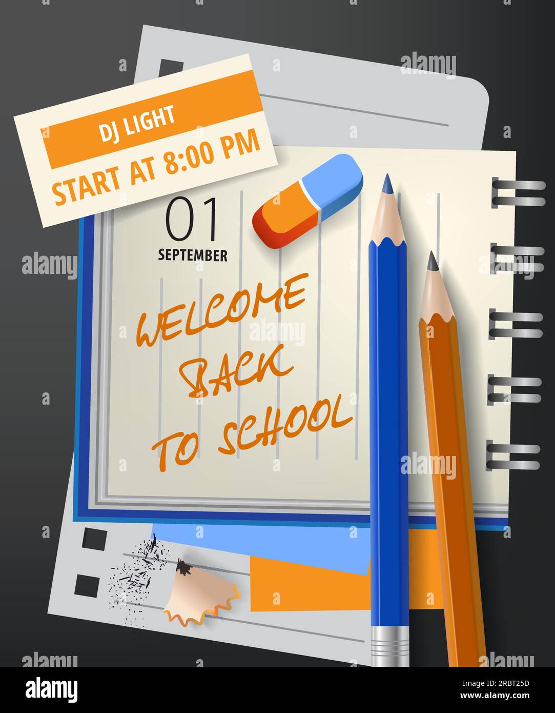Welcome back to school lettering with pencils and eraser Stock Vector ...