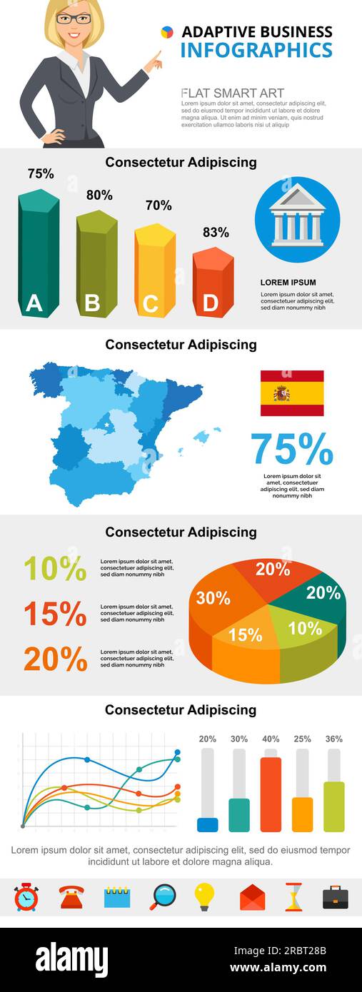 Colorful statistics or marketing infographic charts set Stock Vector ...