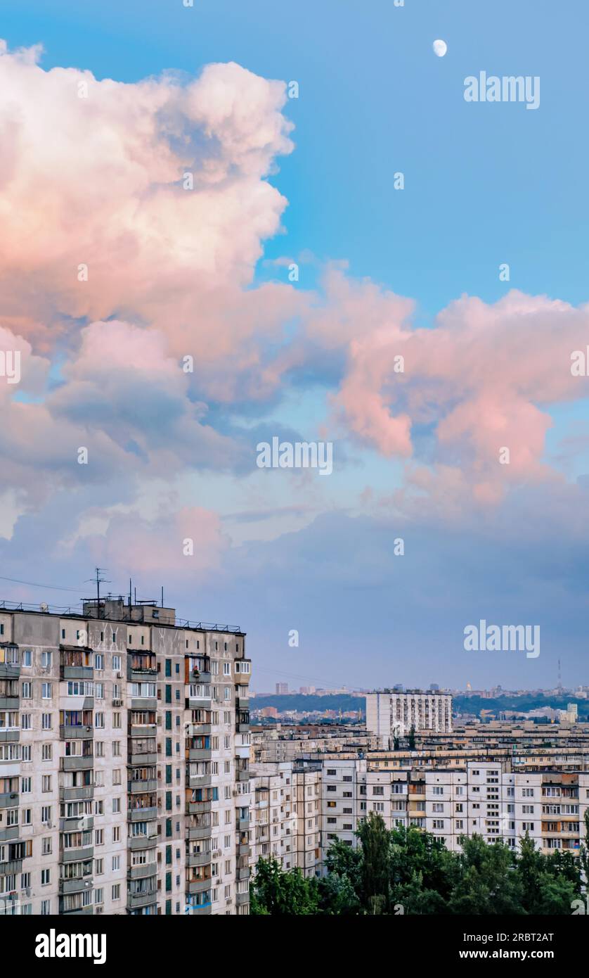 High buildings in the Obolon district of Kiev, Ukraine, near the Minska ...