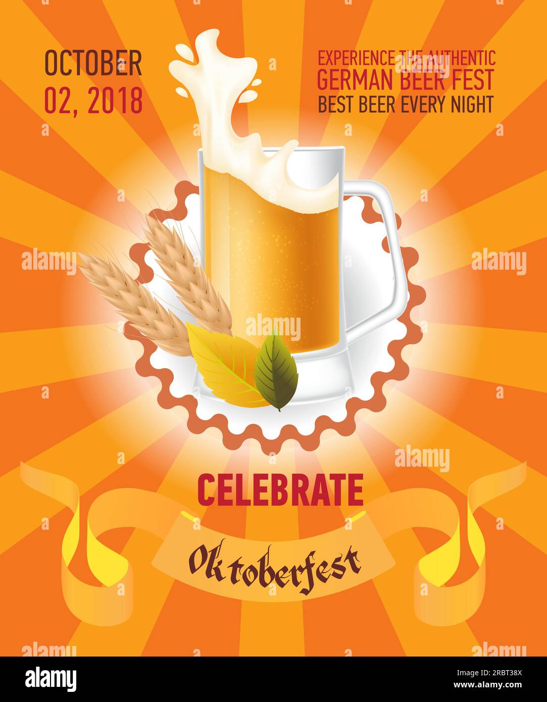 Octoberfest festive orange poster design Stock Vector Image & Art - Alamy