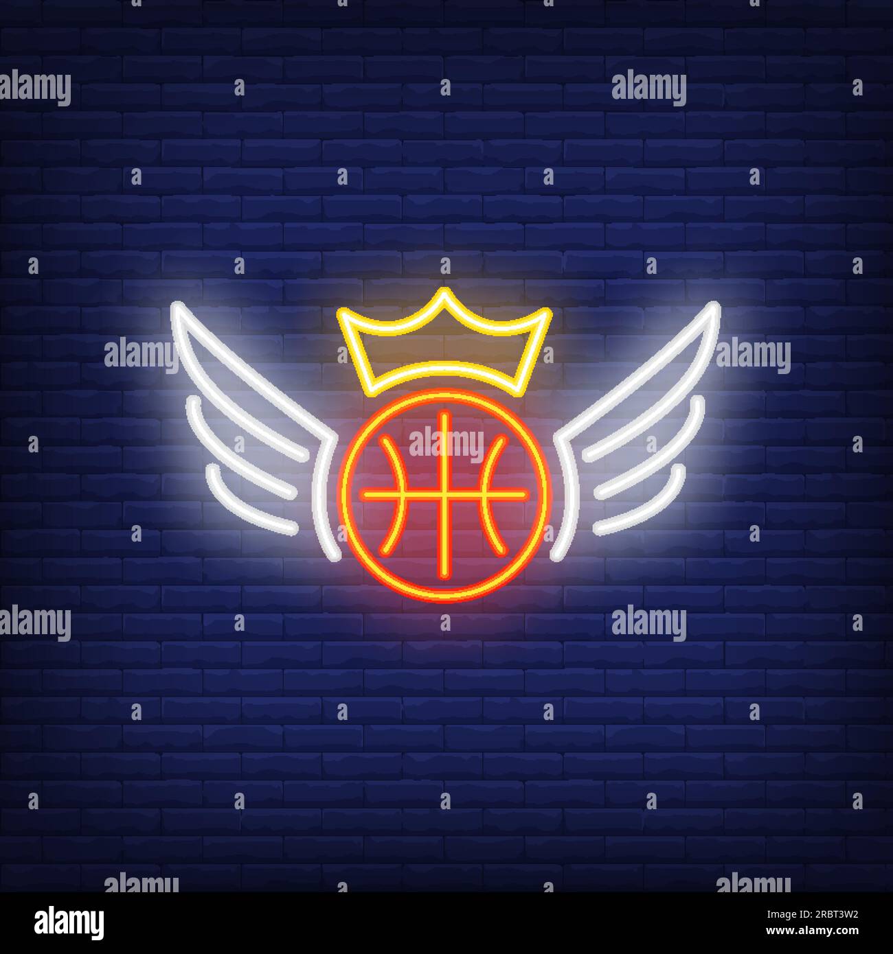 Basketball in crown with wings neon sign Stock Vector Image & Art - Alamy