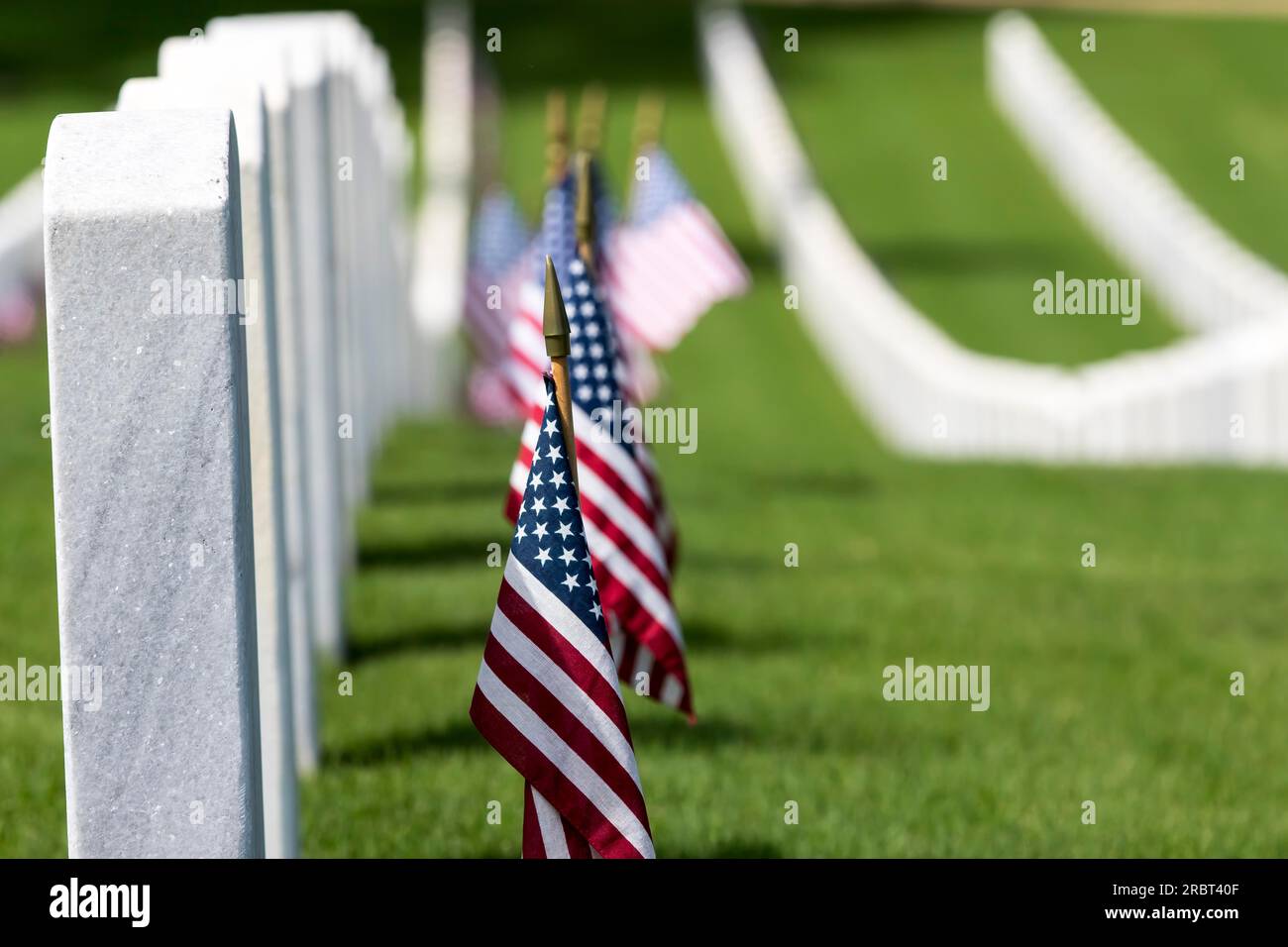 Veterans cemetery memorial celebration with American Flag Stock Photo ...