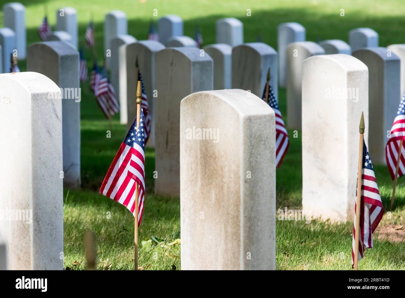 Veterans cemetery memorial celebration with American Flag Stock Photo ...