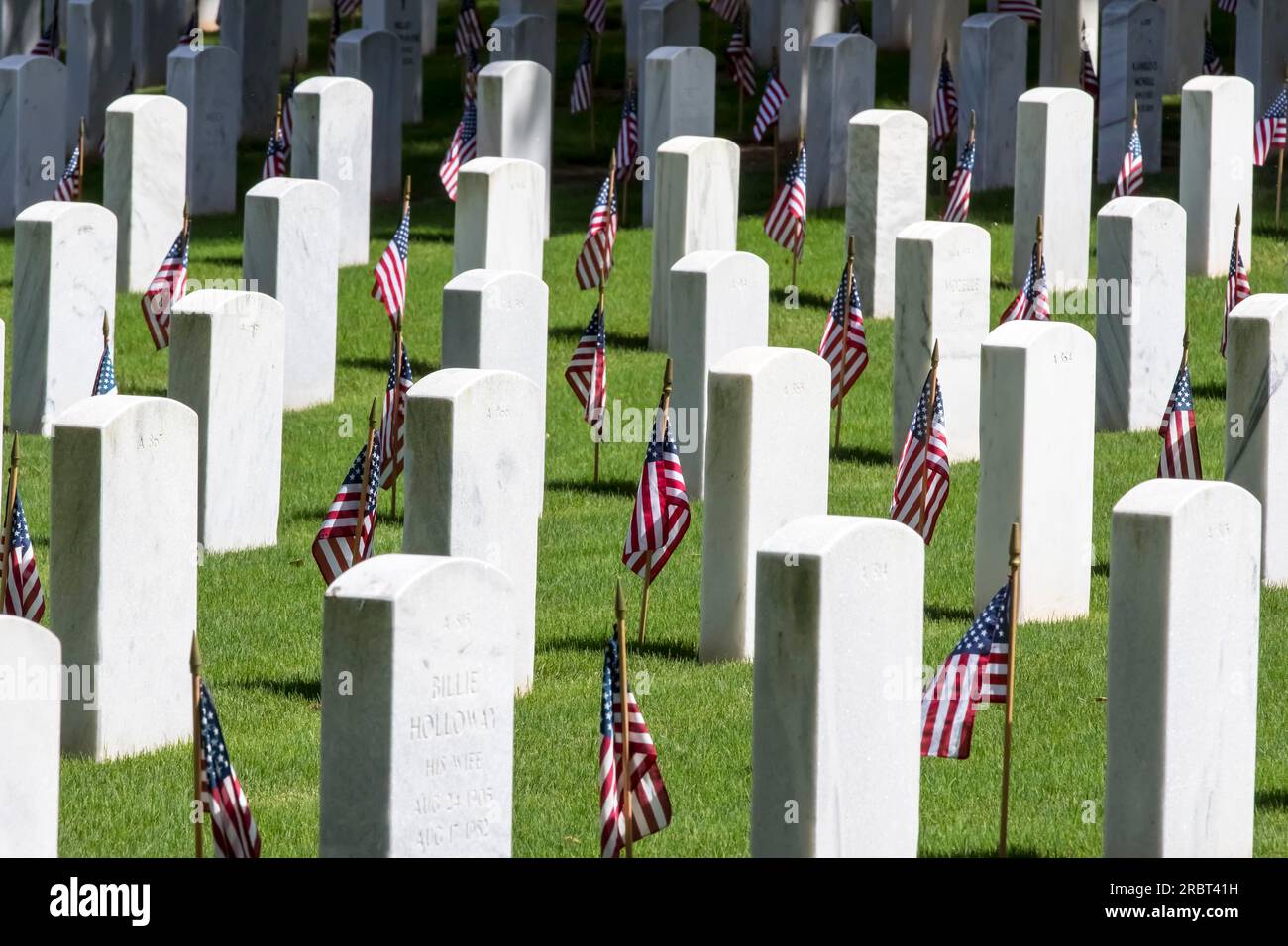 Veterans cemetery memorial celebration with American Flag Stock Photo ...