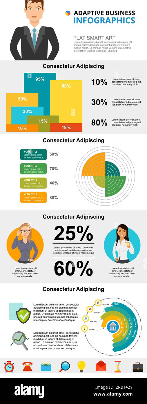 Economy and statistics concept infographic charts set Stock Vector ...