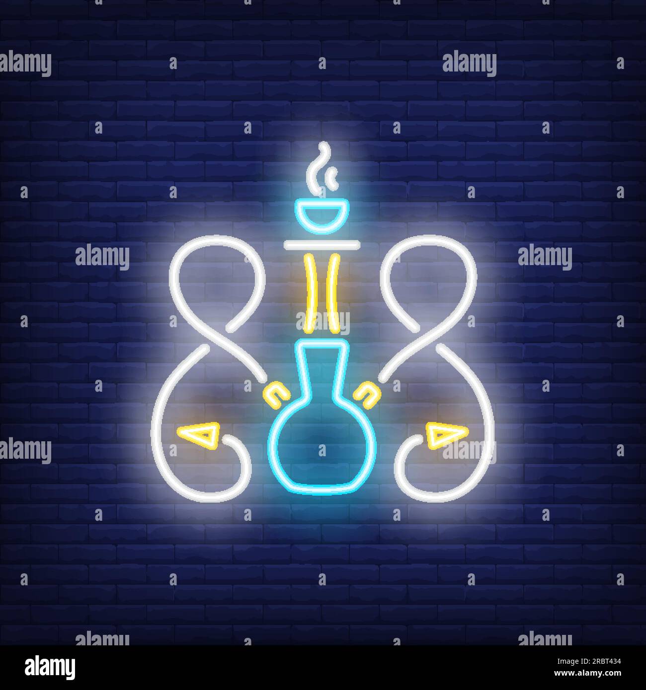 Neon icon of hookah with two hoses Stock Vector Image & Art - Alamy