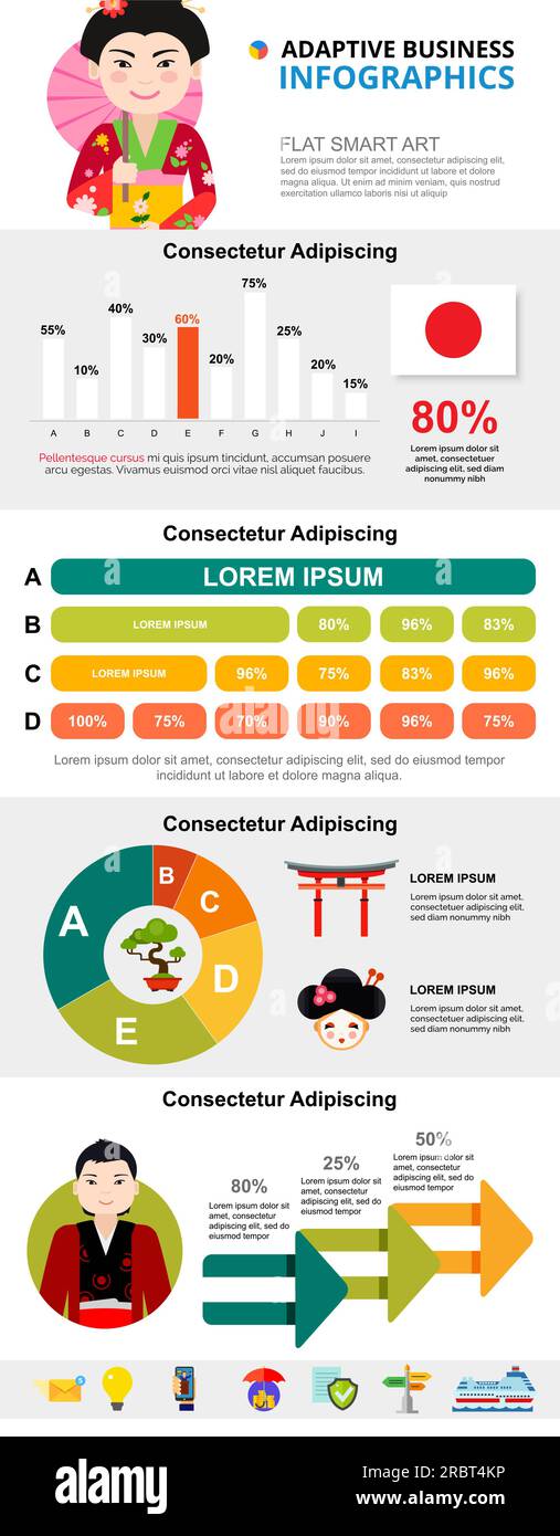 Japanese culture or analytics concept infographic charts set Stock ...