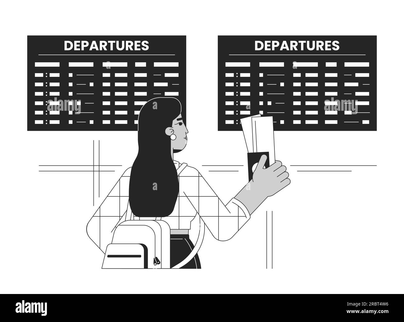 Airport departure bw vector spot illustration Stock Vector Image & Art ...