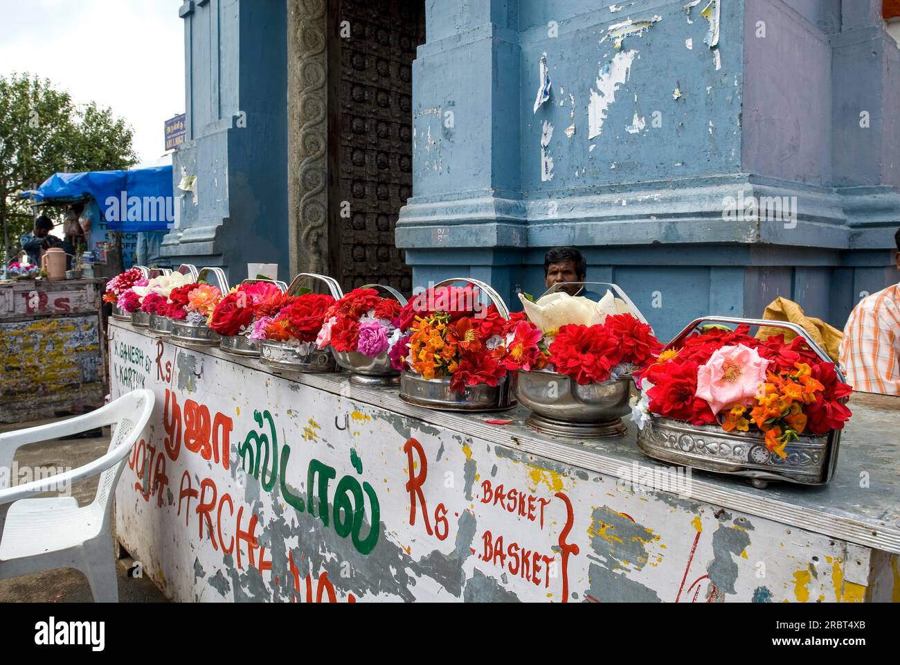 Flowers arranged in front of kurunji Aandavar Murugan Temple at ...