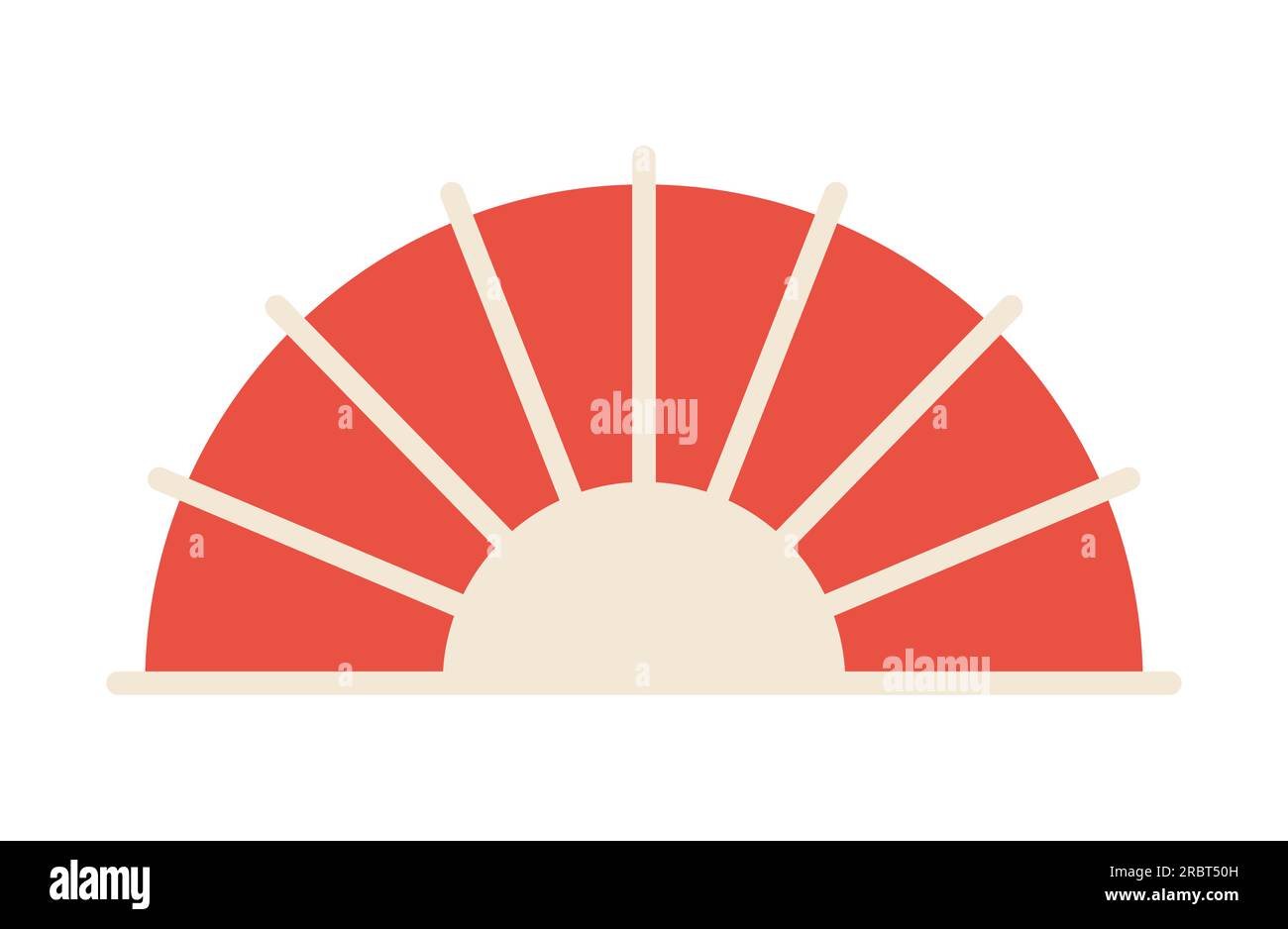 Folding Japanese Fan Semi Flat Colour Vector Object Stock Vector Image