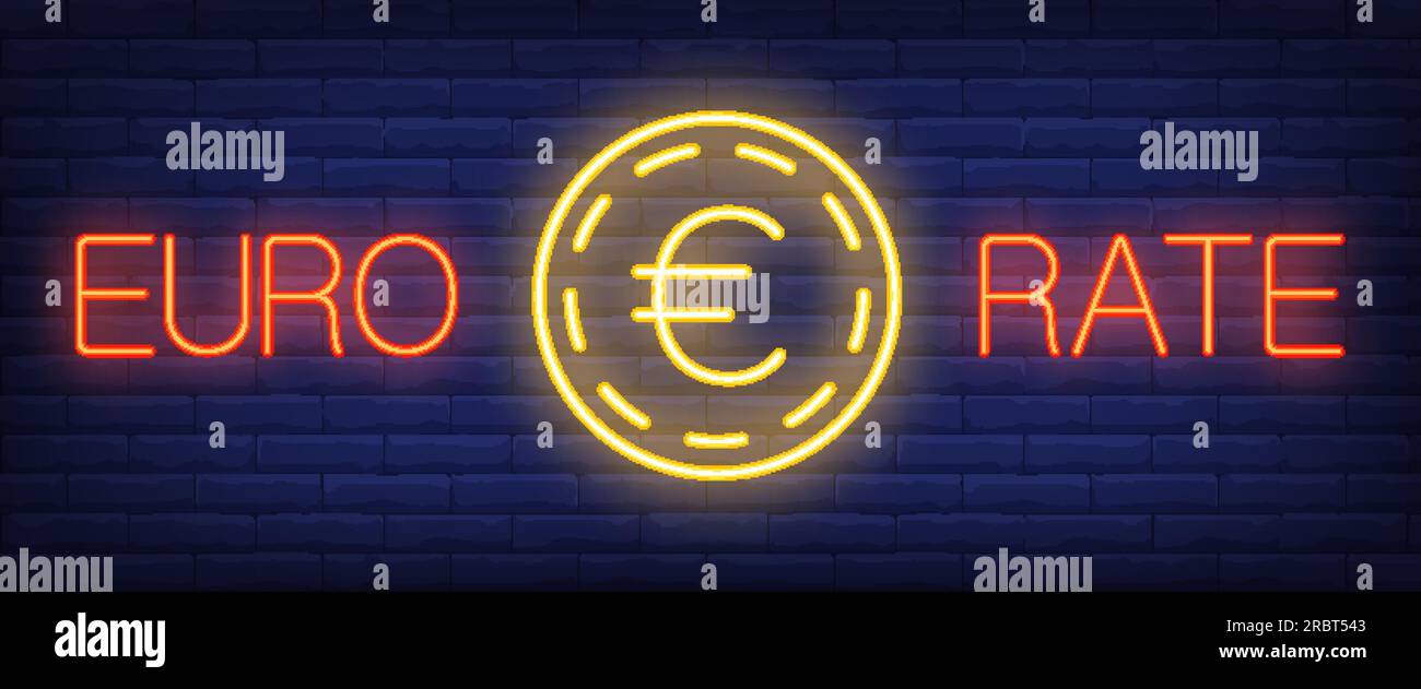 Euro rate neon text with gold coin Stock Vector Image & Art - Alamy