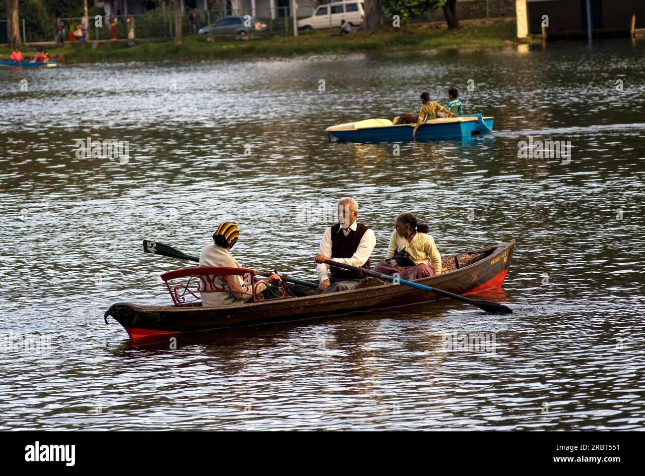 Tourists enjoying boating in Kodai Kodaikanal lake, Tamil Nadu, South ...