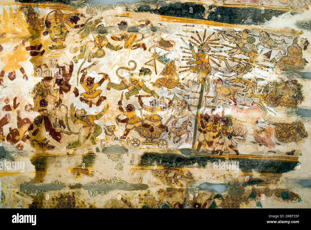 17th century murals fresco paintings of Ramayana epic in Kokarneswarar ...