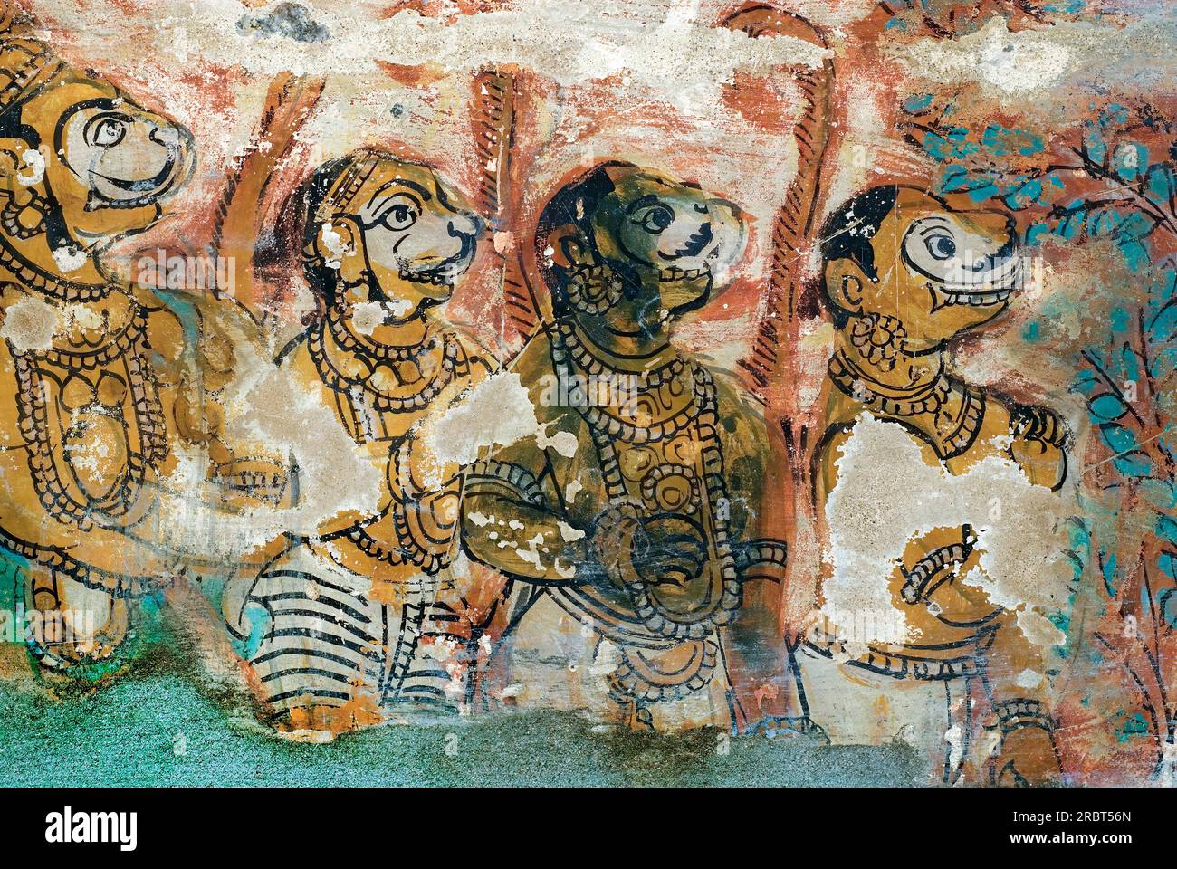 17th century murals fresco paintings of Ramayana epic in Kokarneswarar ...