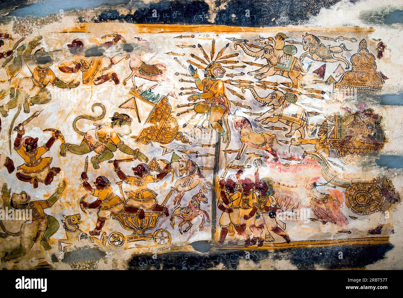 17th century murals fresco paintings of Ramayana epic in Kokarneswarar ...