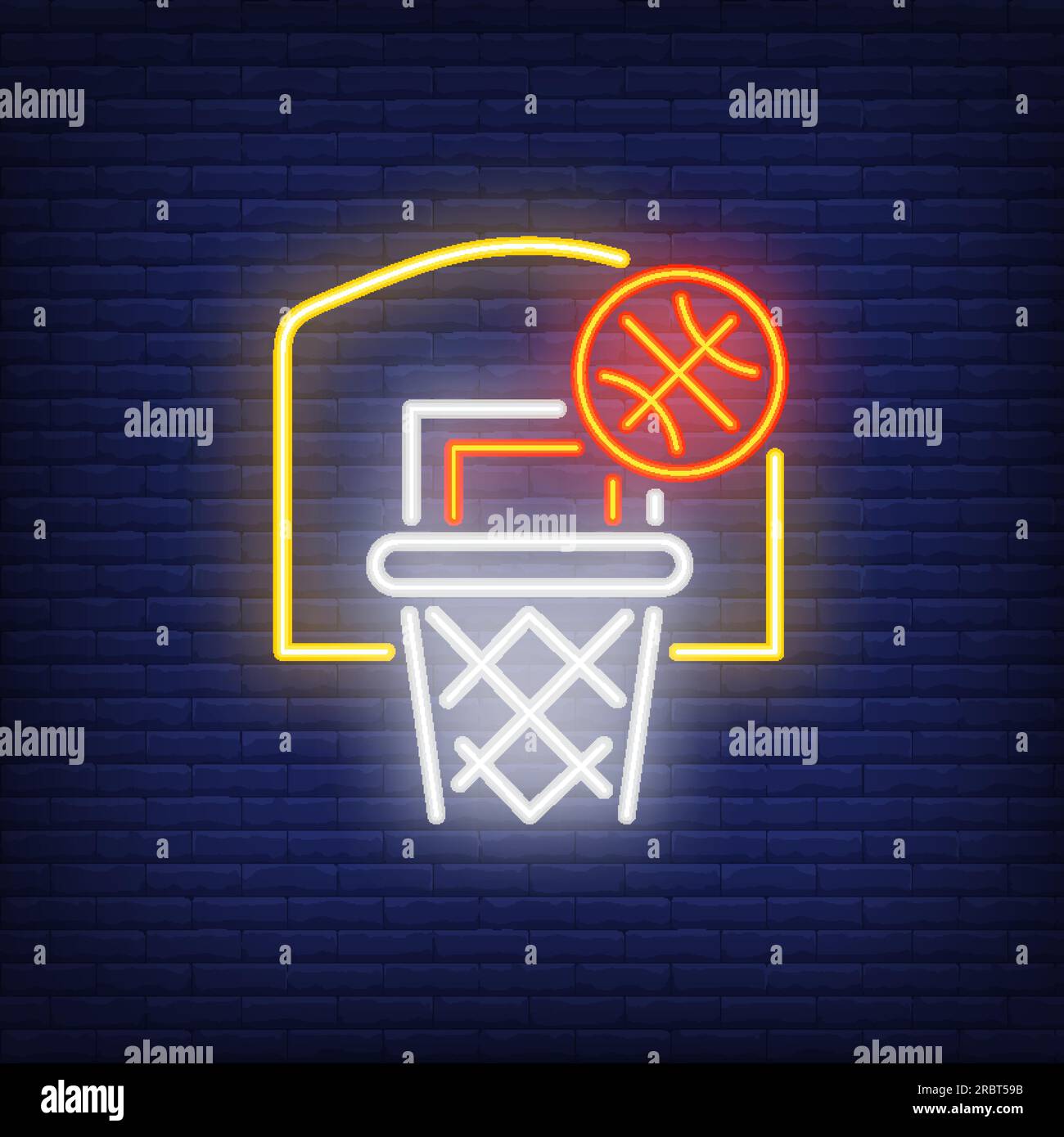Basketball flying into hoop neon sign Stock Vector Image & Art - Alamy