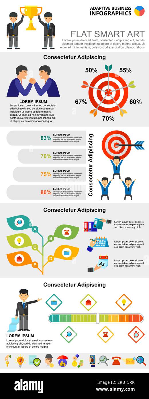 Colorful statistics or management concept infographic charts set Stock ...