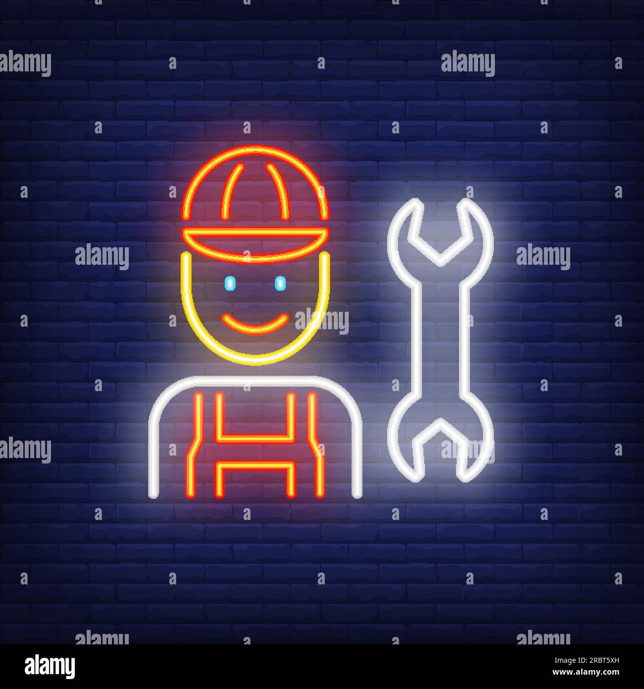 Smiling mechanic neon sign Stock Vector Image & Art - Alamy