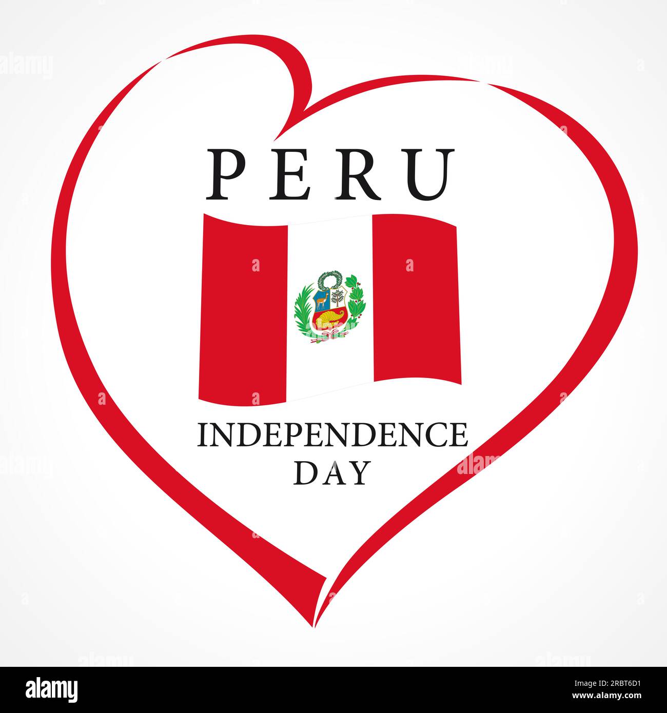 Peru heart banner with coat of arms and text Fiestas Patrias. Happy ...