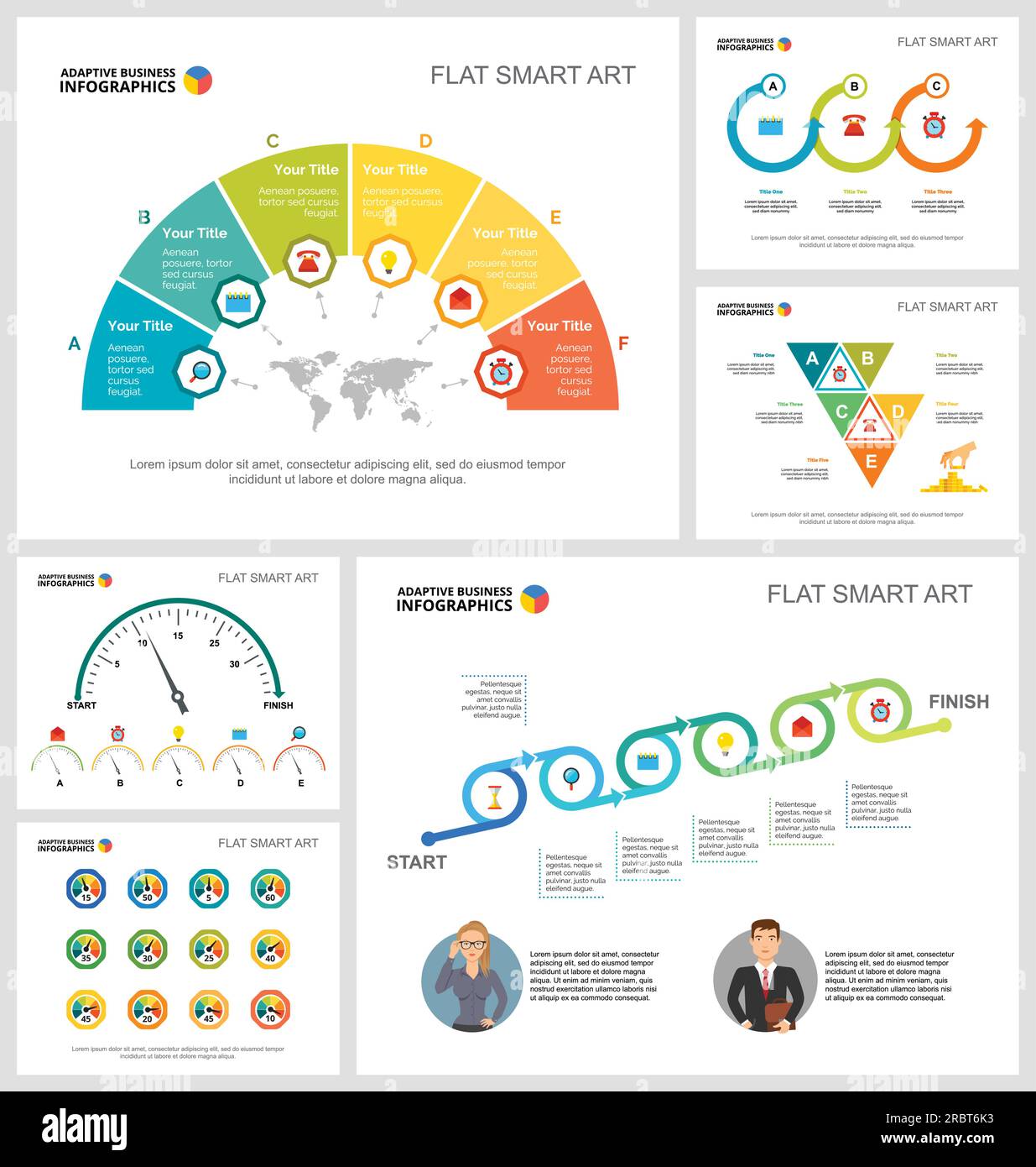Colorful planning or startup concept infographic charts set Stock ...