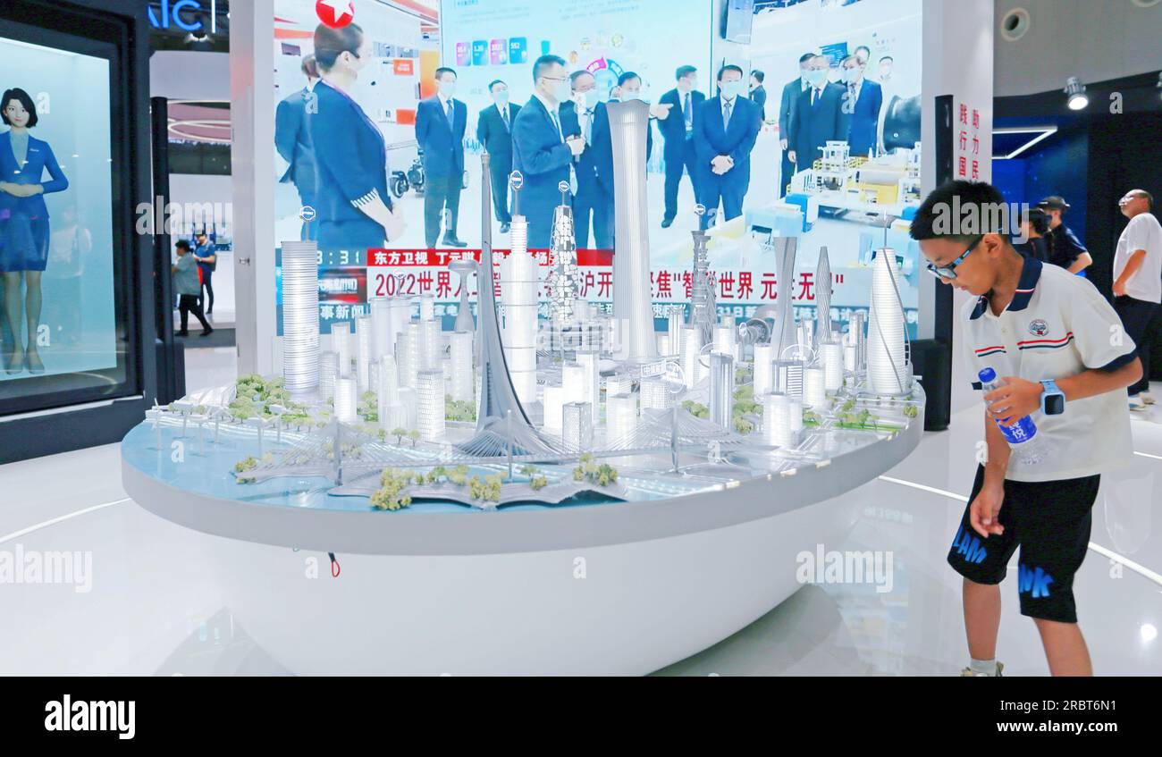 SHANGHAI, CHINA - JULY 8, 2023 - Visitors visit the booth of CITIC ...