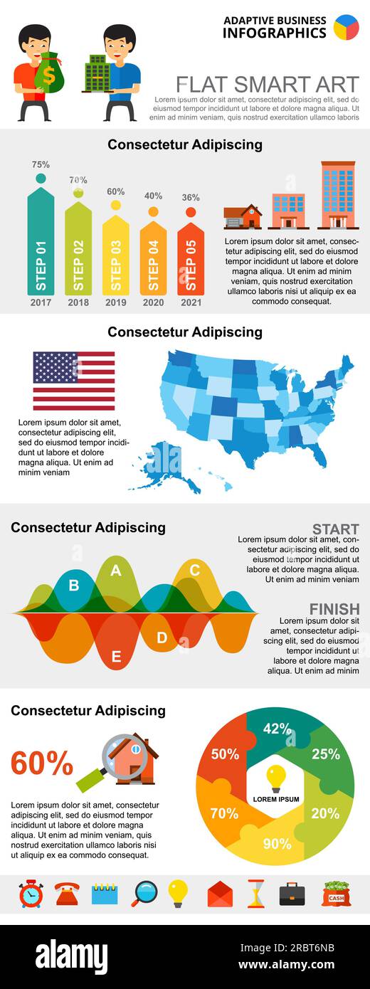 Colorful real estate or finance concept infographic charts set Stock ...