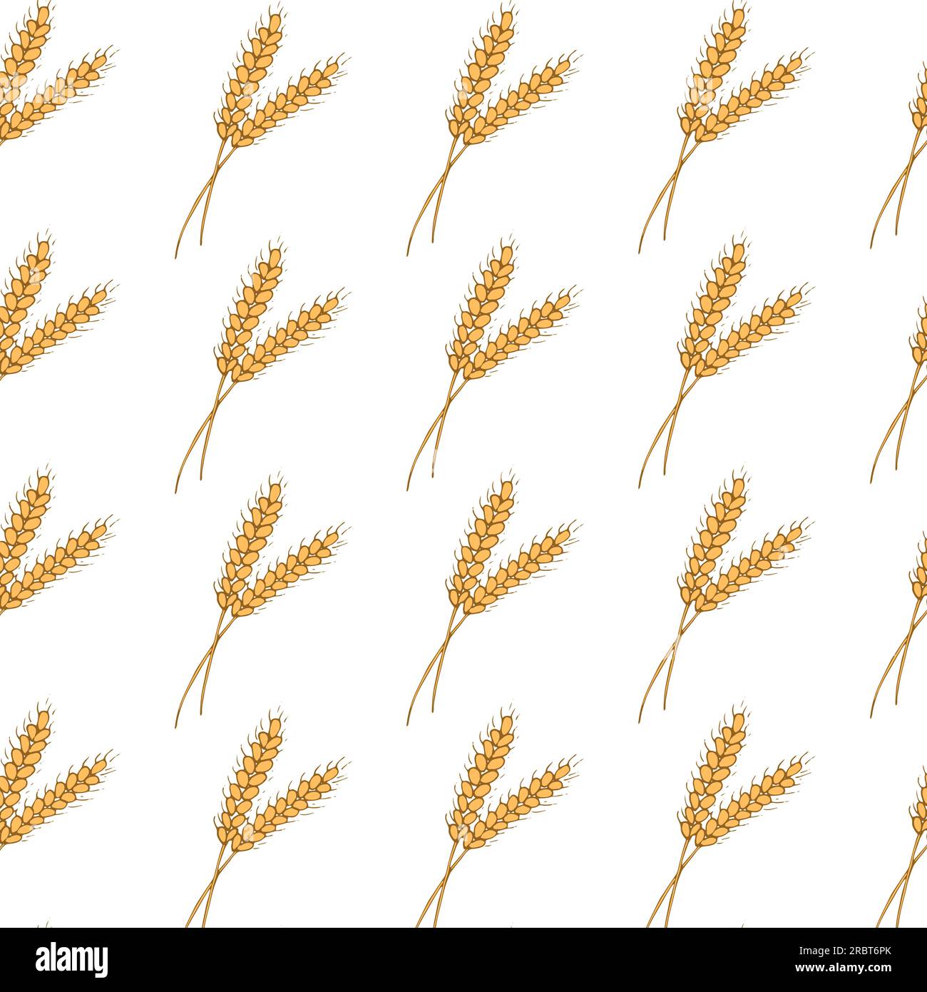Hand drawn Wheat ears seamless pattern, on white background, for ...