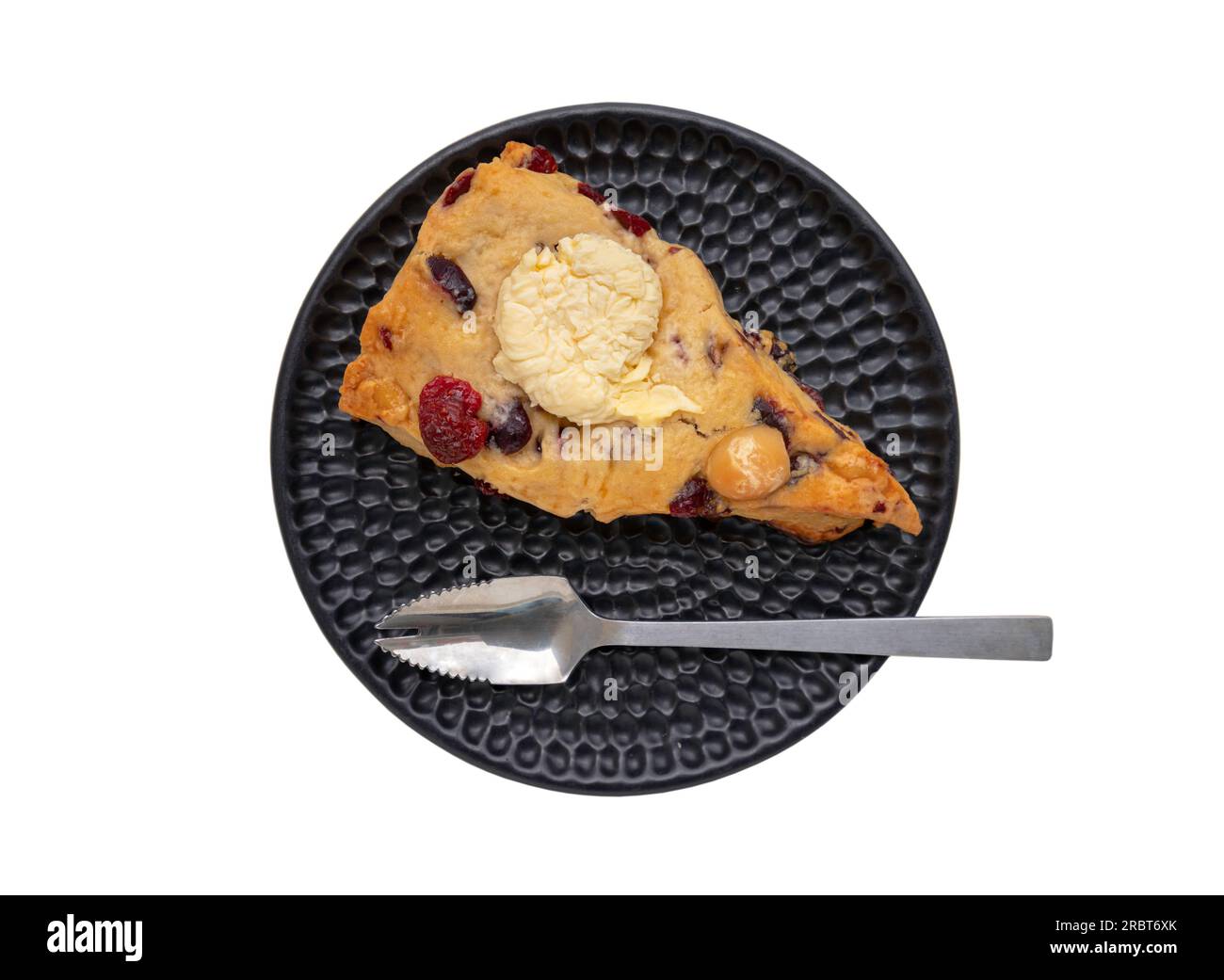 Homemade Vanilla Mixed Cream Cheese Granberry Scone served with spoon ...