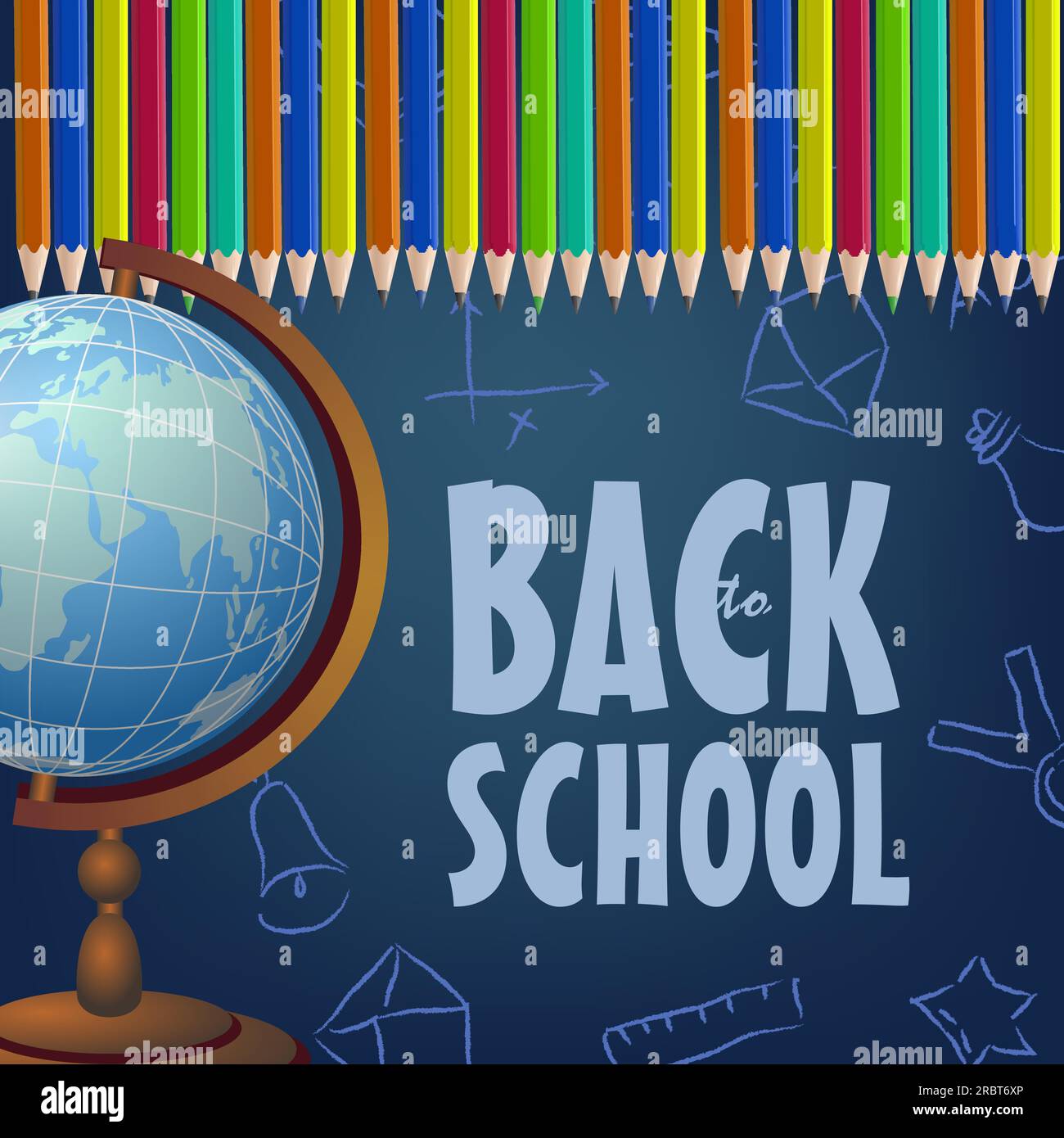 Back to school brochure design with colored pencils, globe Stock Vector ...