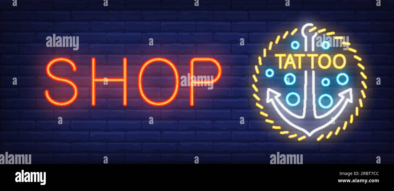 Shop neon text with anchor Stock Vector Image & Art - Alamy
