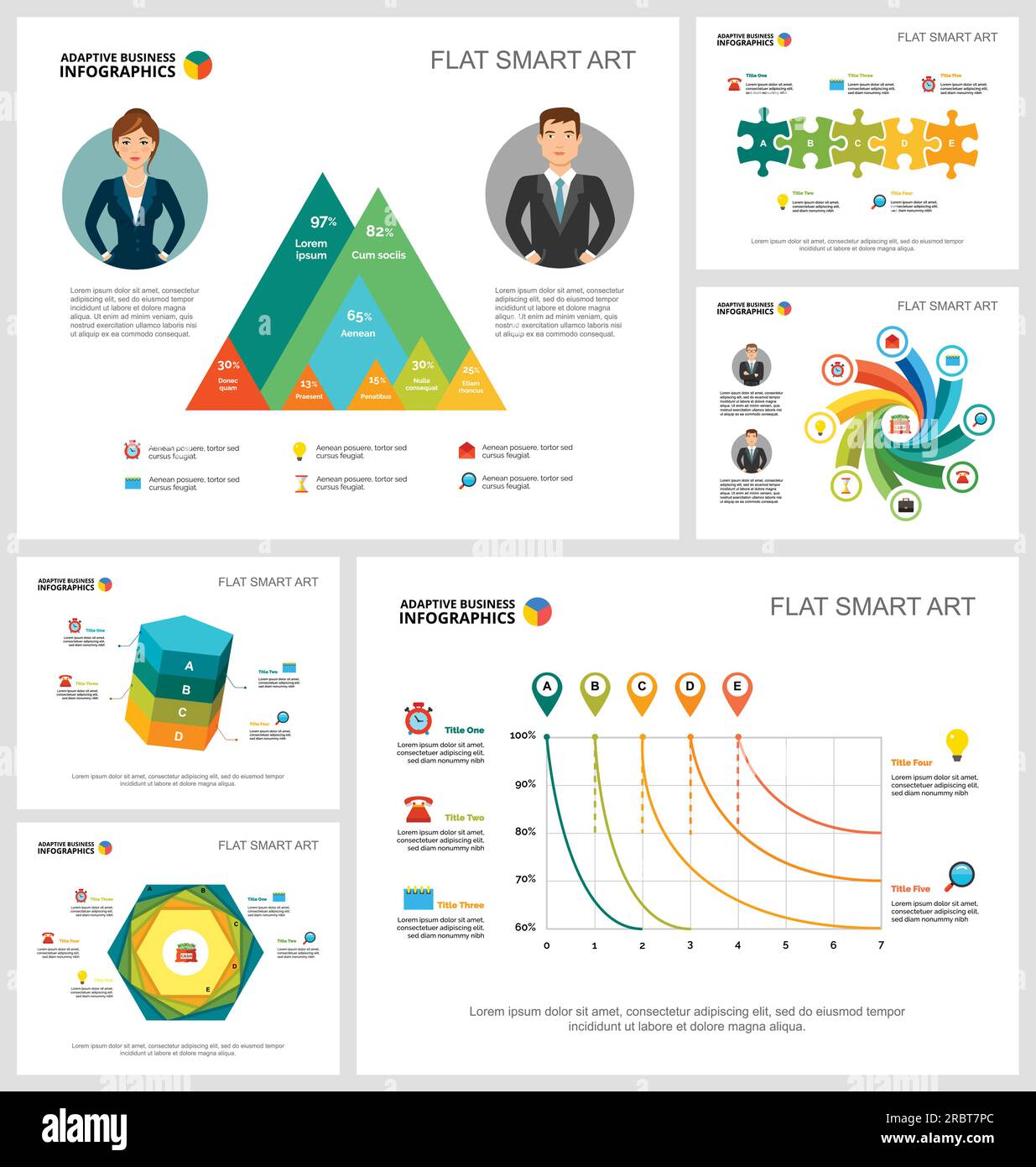 Colorful finance and analytics concept infographic charts set Stock ...
