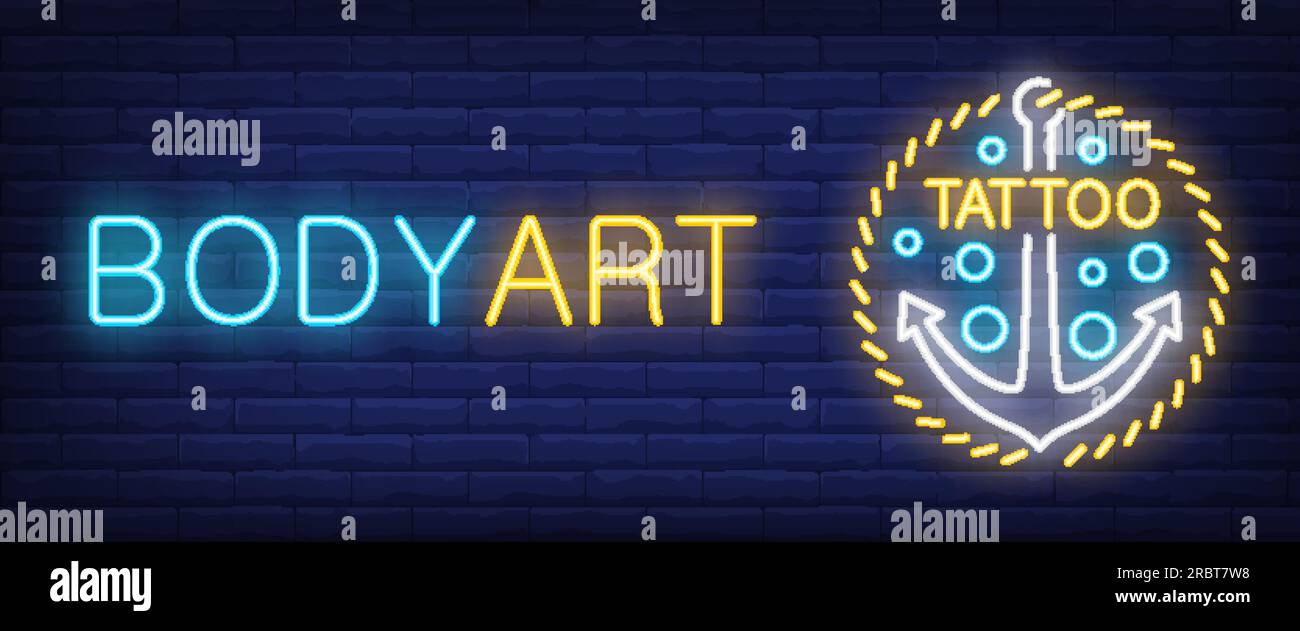 Body art neon text with anchor Stock Vector Image & Art - Alamy