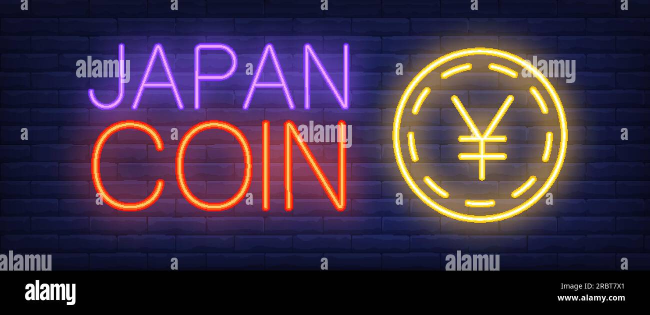 Japan coin neon text with gold coin Stock Vector Image & Art - Alamy