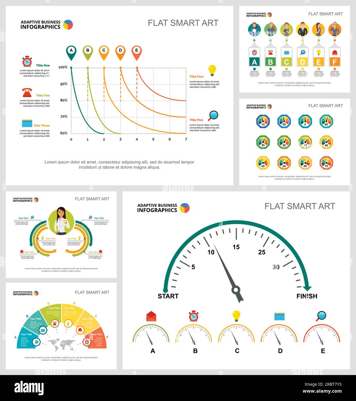 Colorful research or management concept infographic charts set Stock ...