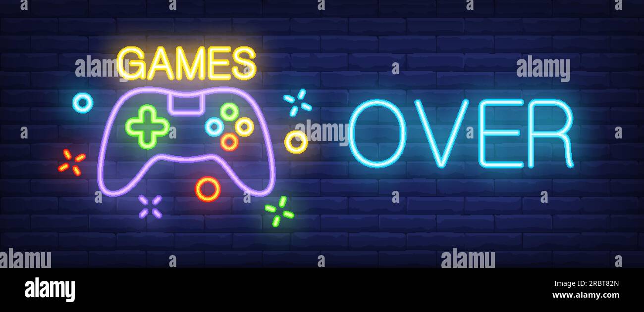 Games, over neon text with controller Stock Vector Image & Art - Alamy