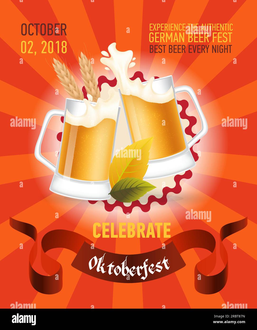 Octoberfest festive red poster design Stock Vector Image & Art - Alamy