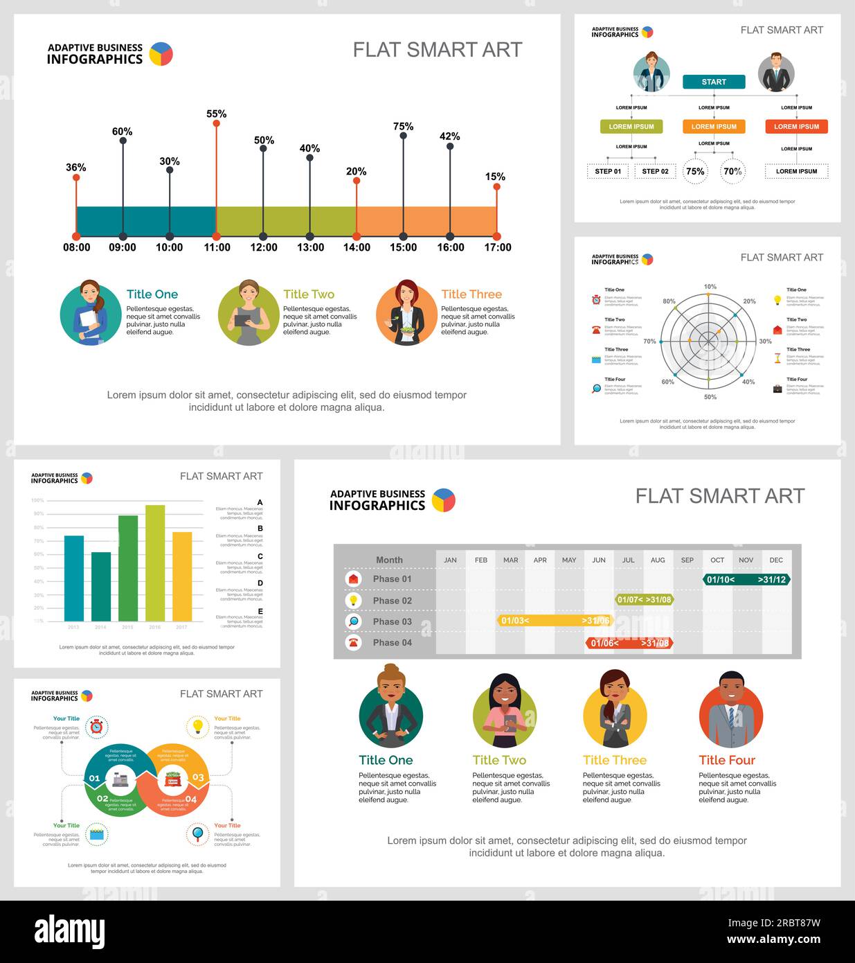Colorful analytics or planning concept infographic charts set Stock ...