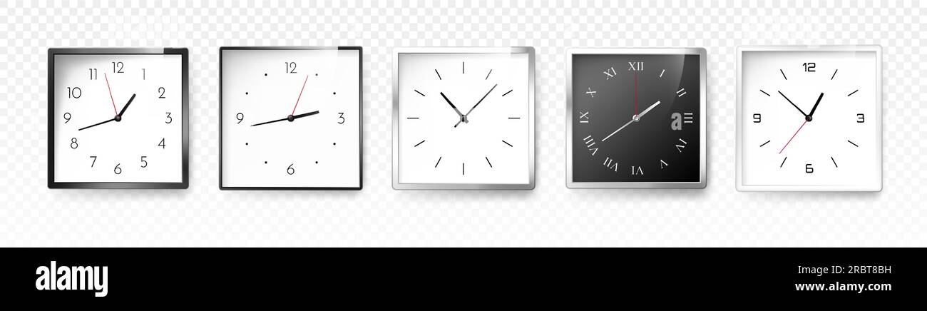 Realistic square clock set Stock Vector Image & Art - Alamy