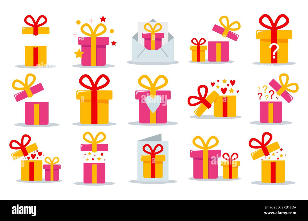 A set of gifts, gift boxes with ribbons, vector illustration in a flat ...