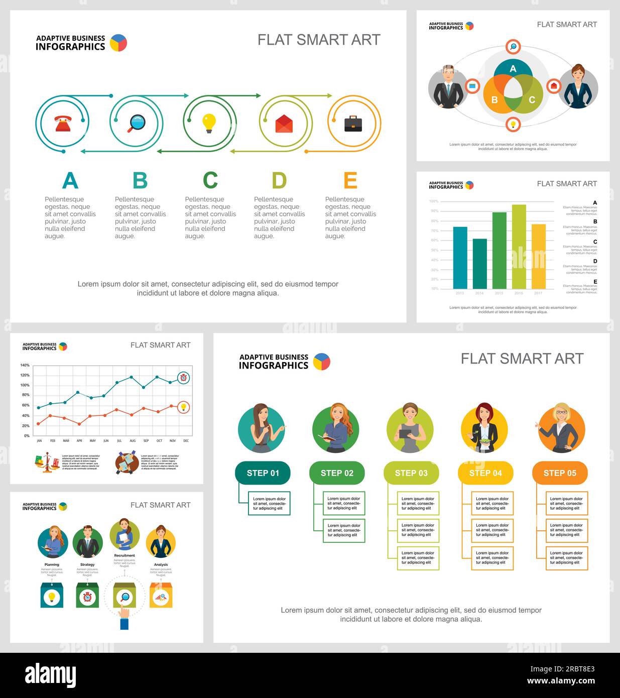 Colorful management or teamwork concept infographic charts set Stock ...