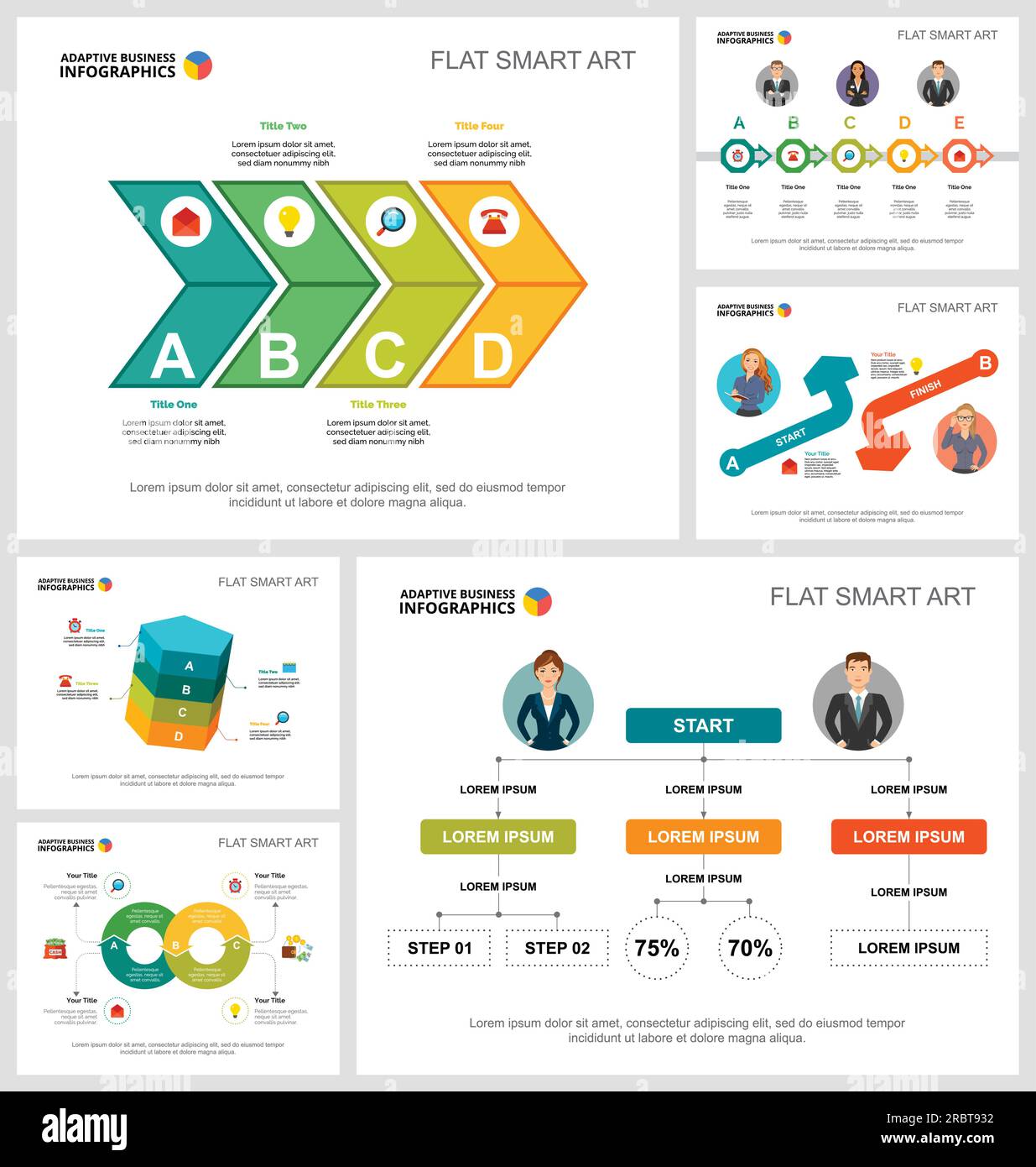 Colorful startup and management infographic charts set Stock Vector ...