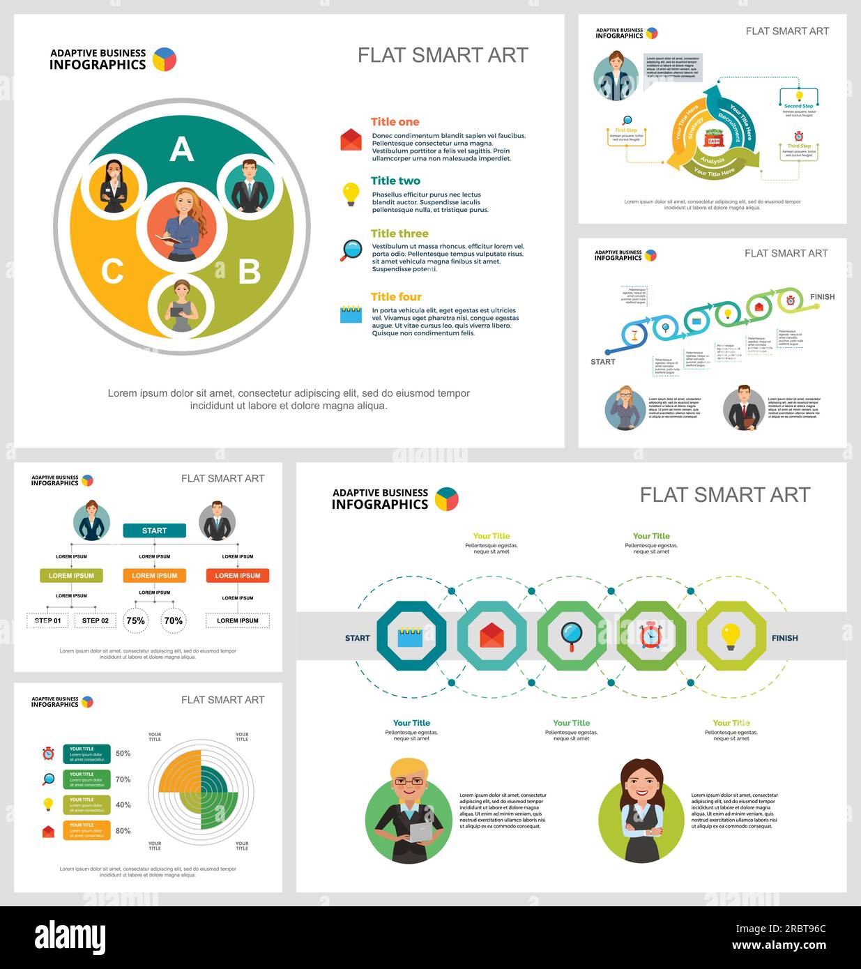 Colorful business planning infographic charts set Stock Vector Image ...