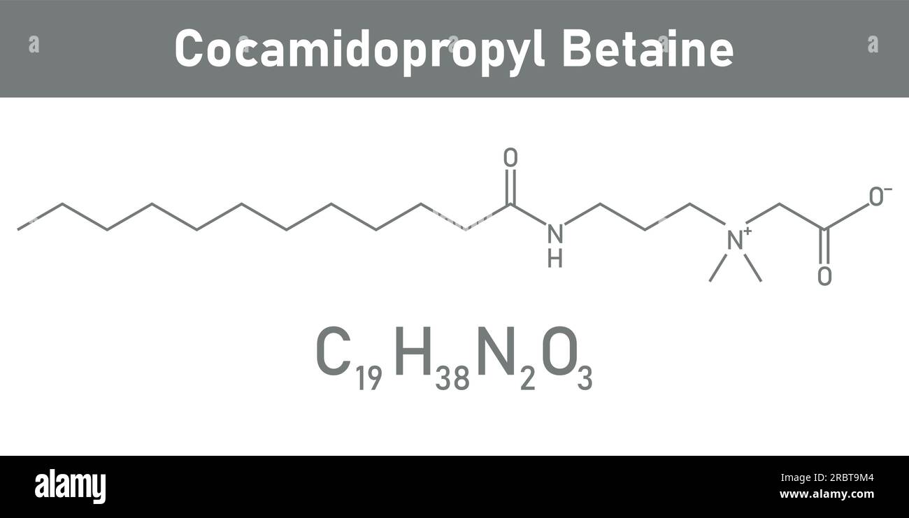Chemical structure of Cocamidopropyl Betaine (C19H38N2O3). Chemical ...