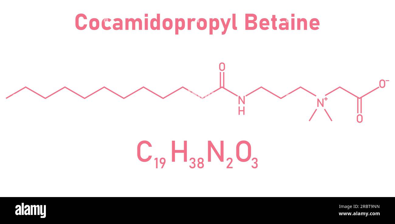 Chemical structure of Cocamidopropyl Betaine (C19H38N2O3). Chemical ...