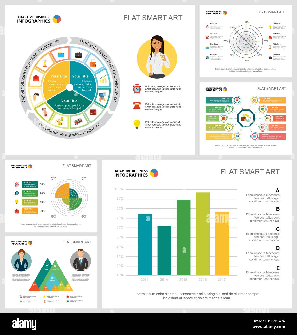 Colorful analysis or statistics concept infographic charts set Stock ...